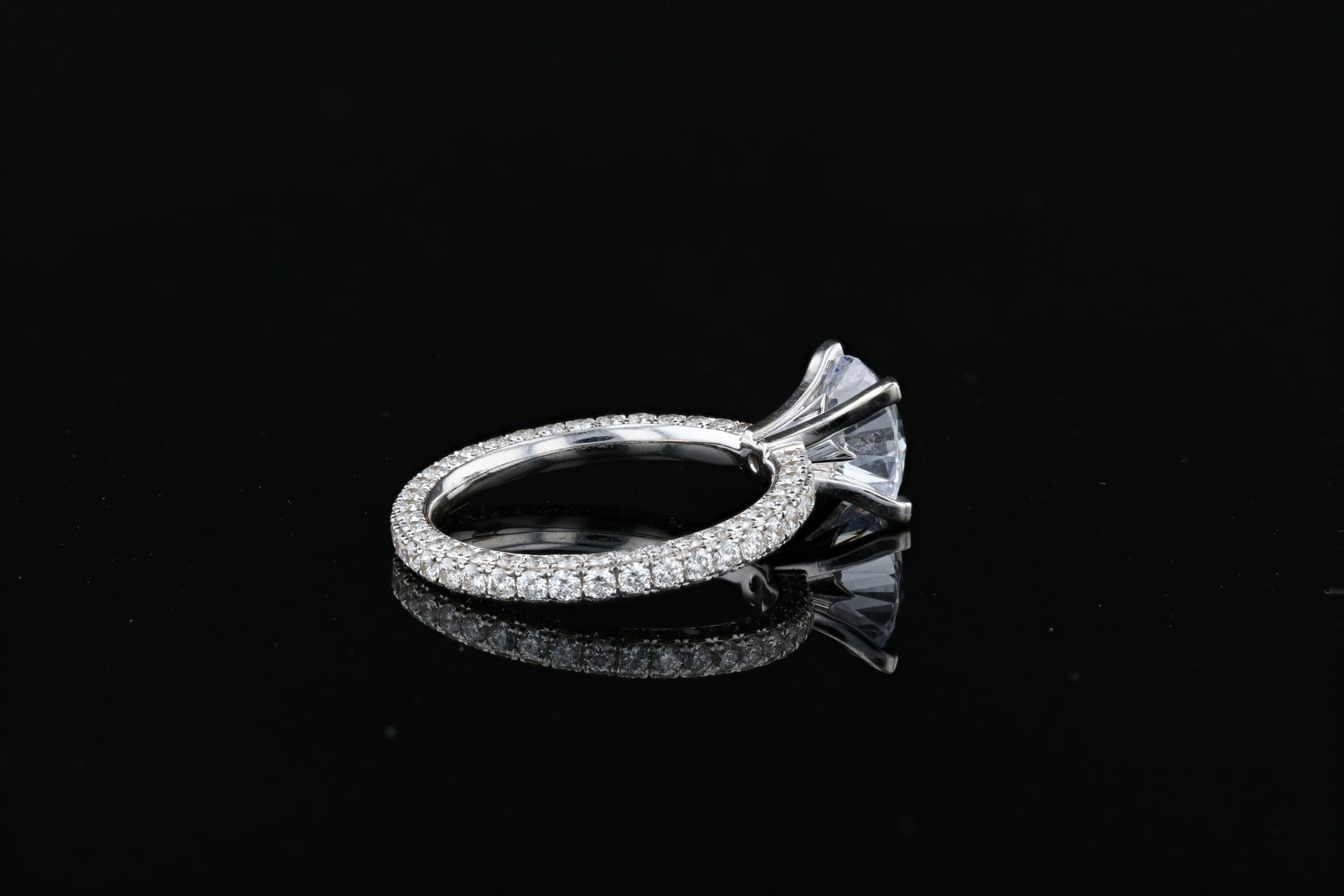 3 Sided Pave' Diamond Engagement Ring - Nathan Alan Jewelers